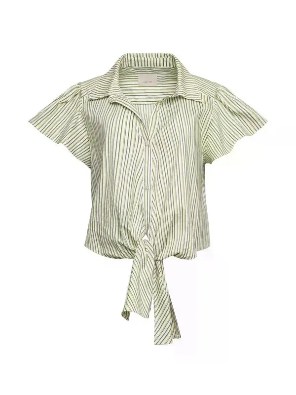Cinq À Sept Striped Flutter-sleeve Blouse - White