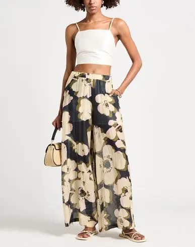 ROBERTO COLLINA Floral-print Wide-leg Pants - Beige
