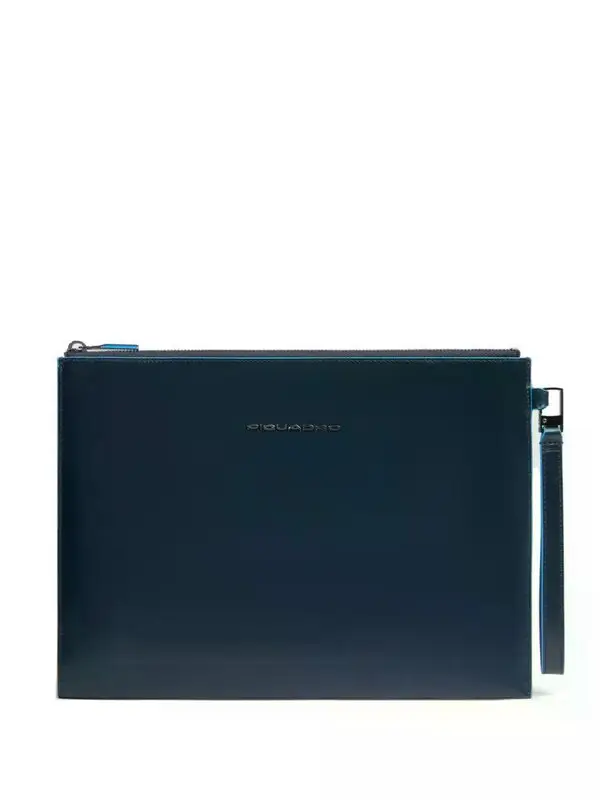 PIQUADRO Leather Clutch With Ipad Compartment - Blue