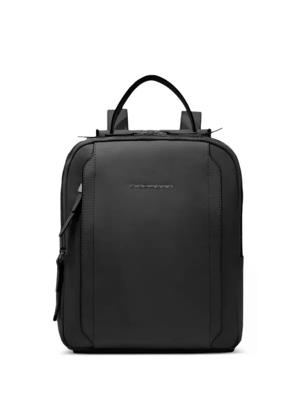 PIQUADRO Leather Backpack - Black
