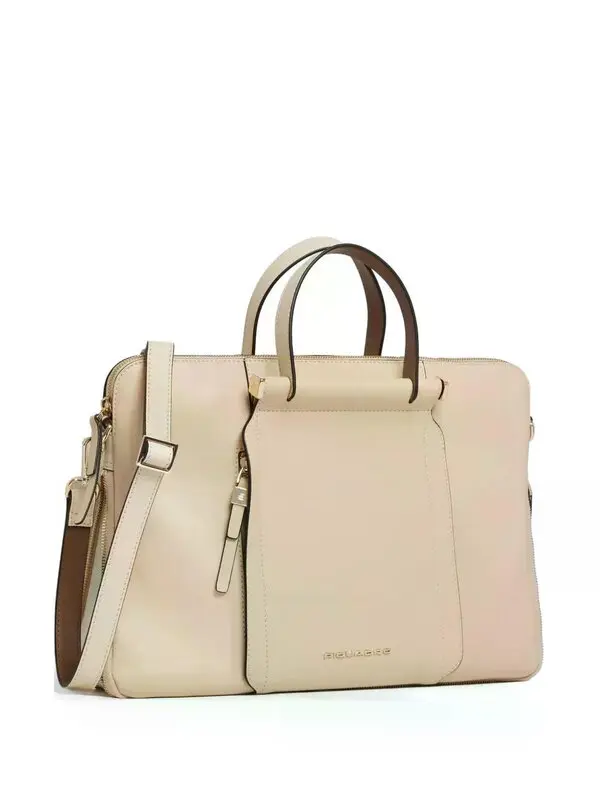 PIQUADRO Expandable Leather Laptop Bag - Neutrals