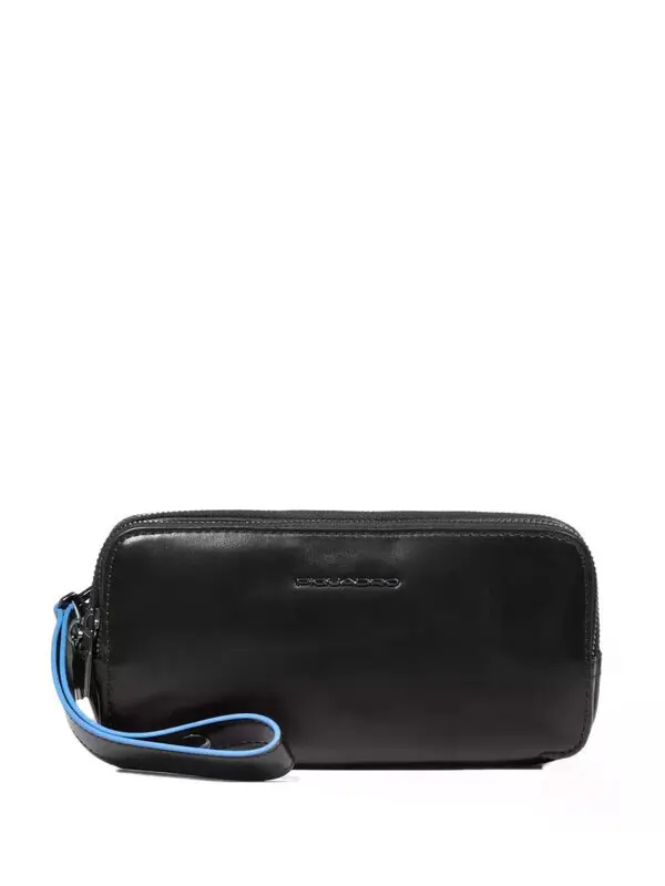 PIQUADRO Leather Clutch Bag With Removable Dividers - Black