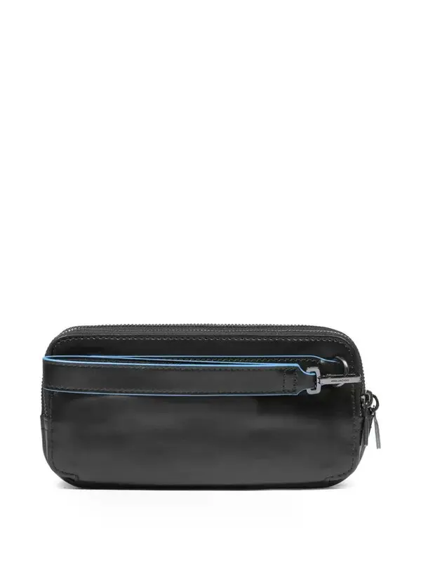 PIQUADRO Leather Clutch Bag With Removable Dividers - Black