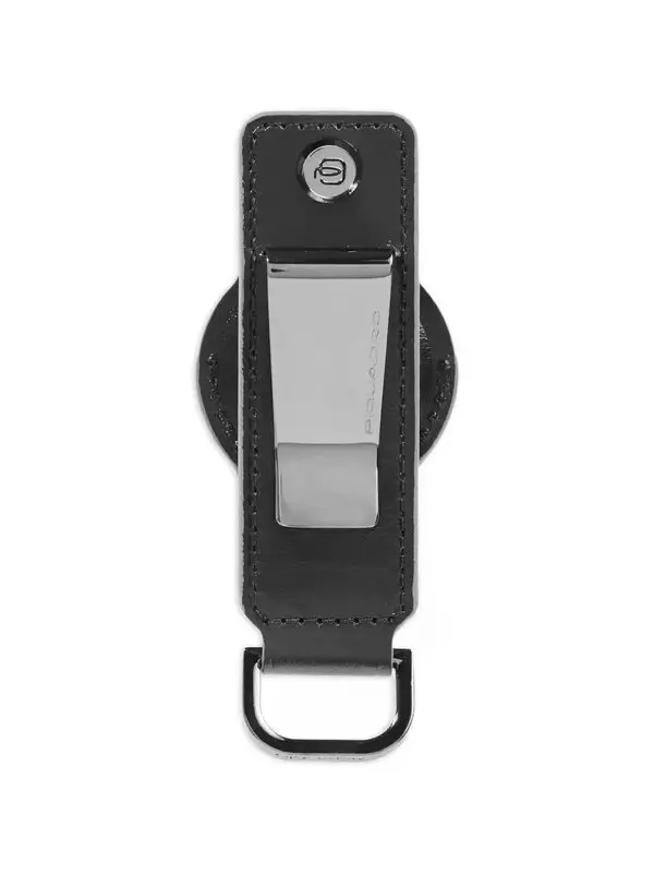 PIQUADRO Airtag And Connequ 4.0 Leather Keychain - Black