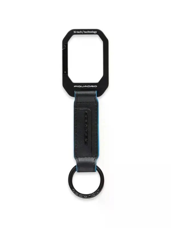 PIQUADRO Carabiner Leather Keychain - Black