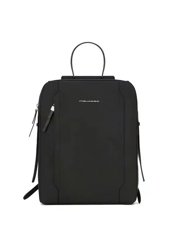 PIQUADRO Laptop Leather Backpack - Black