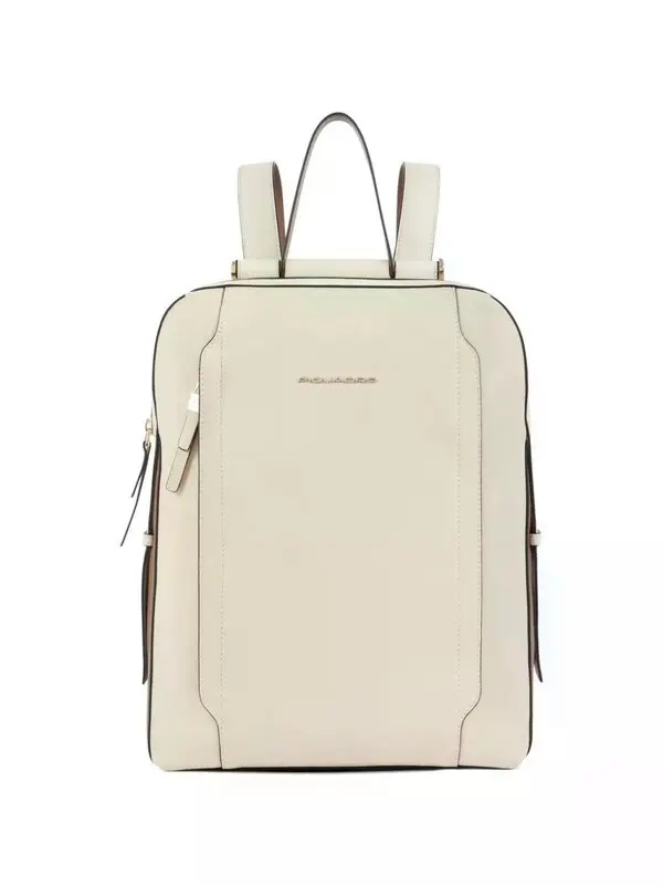 PIQUADRO Leather Laptop Backpack - Neutrals