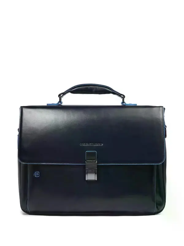 PIQUADRO Expandable Leather Briefcase - Blue