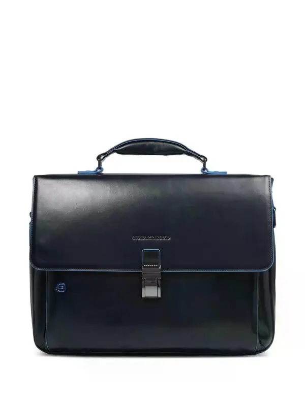 PIQUADRO Expandable Leather Briefcase - Blue