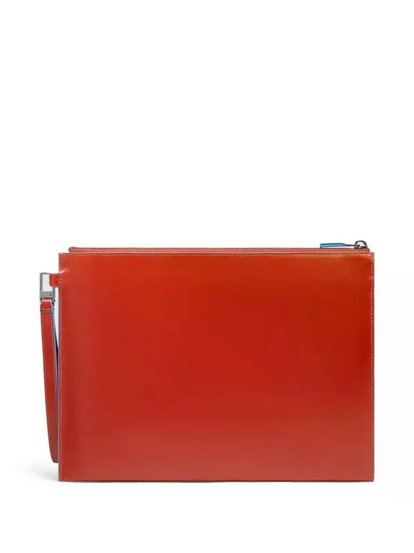 PIQUADRO Leather Clutch With Ipad Compartment - Orange