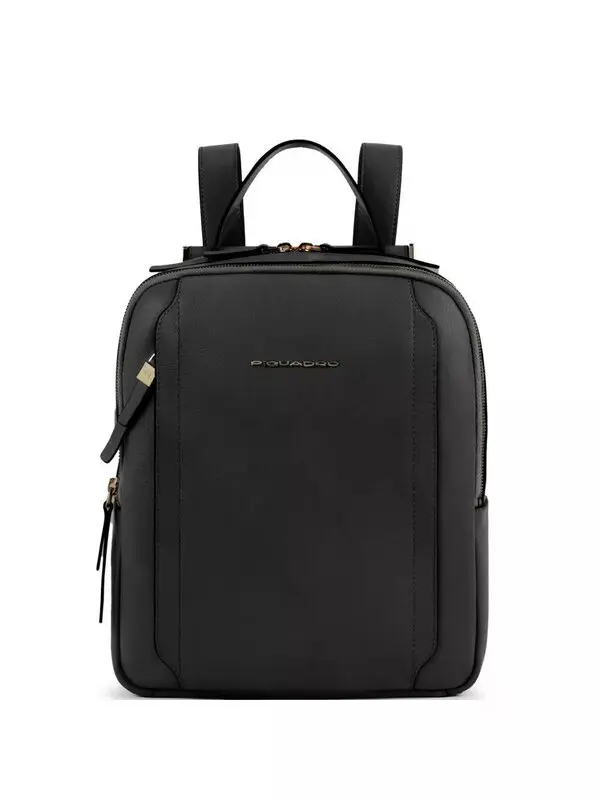 PIQUADRO Leather Ipad Backpack - Black