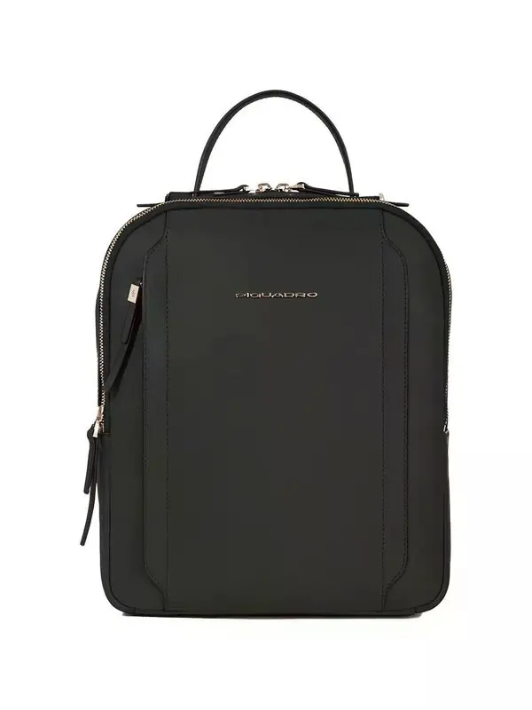 PIQUADRO Leather Ipad Backpack - Black