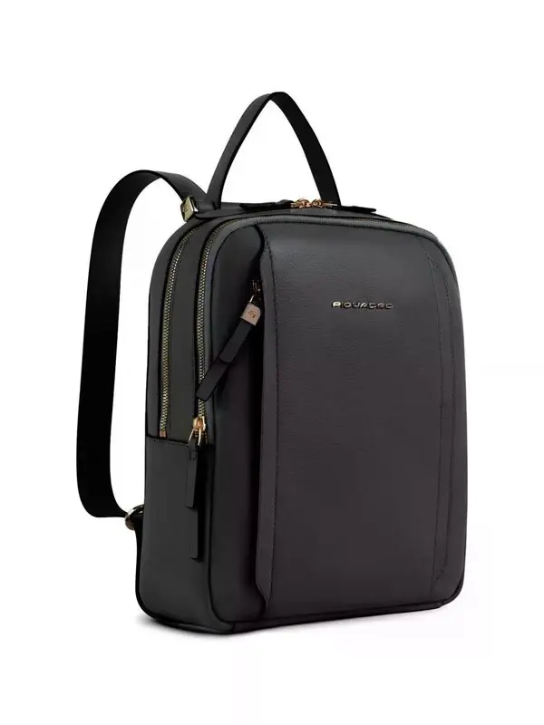 PIQUADRO Leather Ipad Backpack - Black