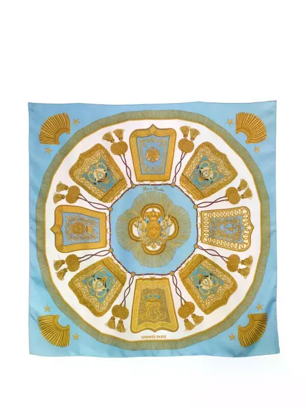 Hermès 1987 Poste Et Cavalerie Silk Scarf - Blue