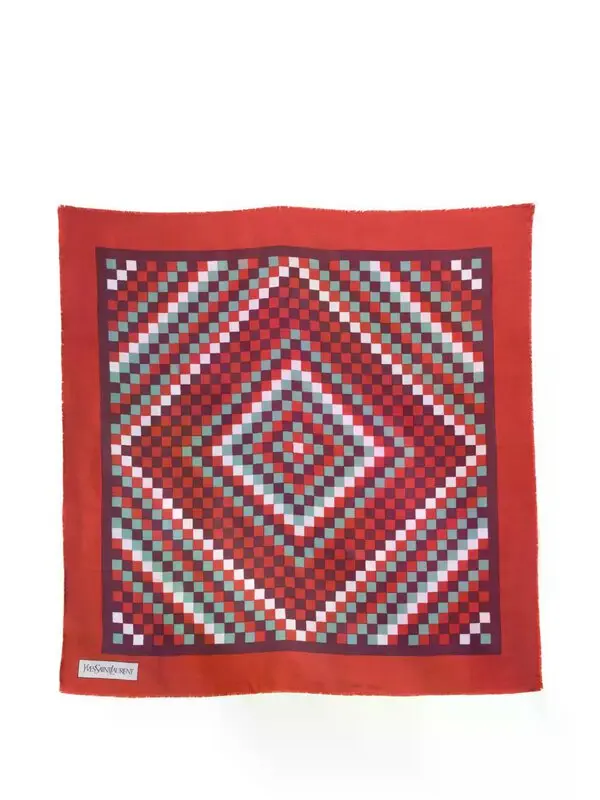 Saint Laurent 1990s Geometric-print Silk Scarf - Red