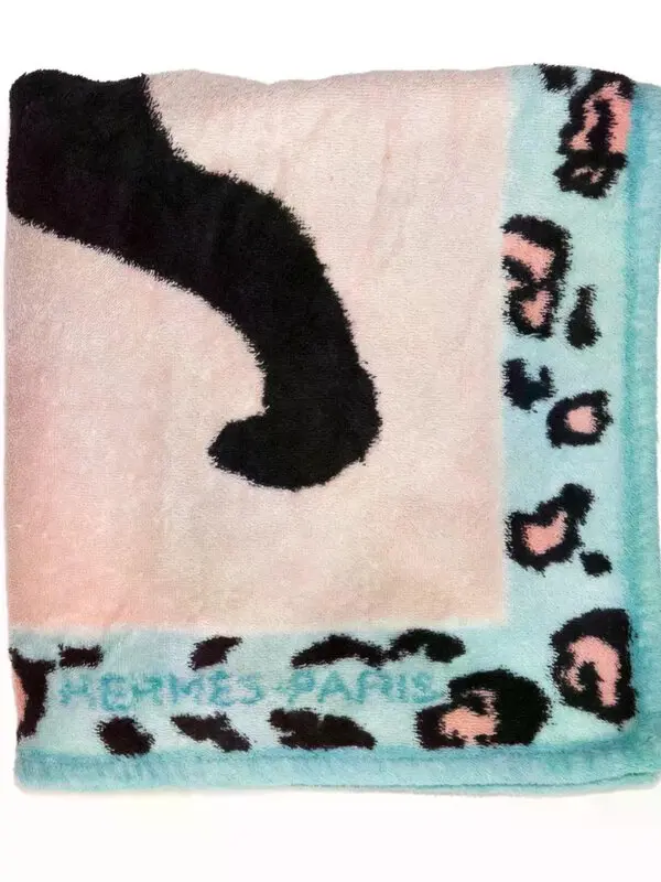 Hermès 1970s Black Panther Cotton Beach Towel