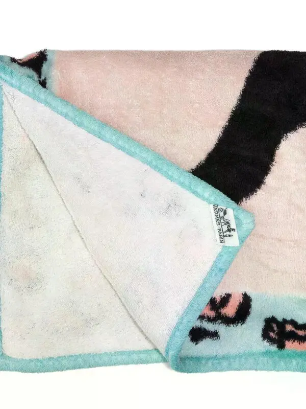 Hermès 1970s Black Panther Cotton Beach Towel