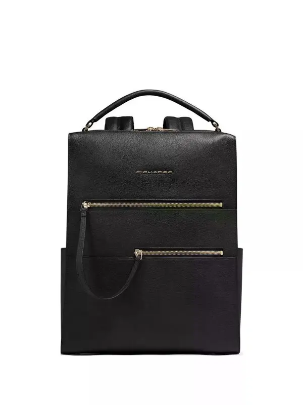 PIQUADRO Leather Backpack - Black