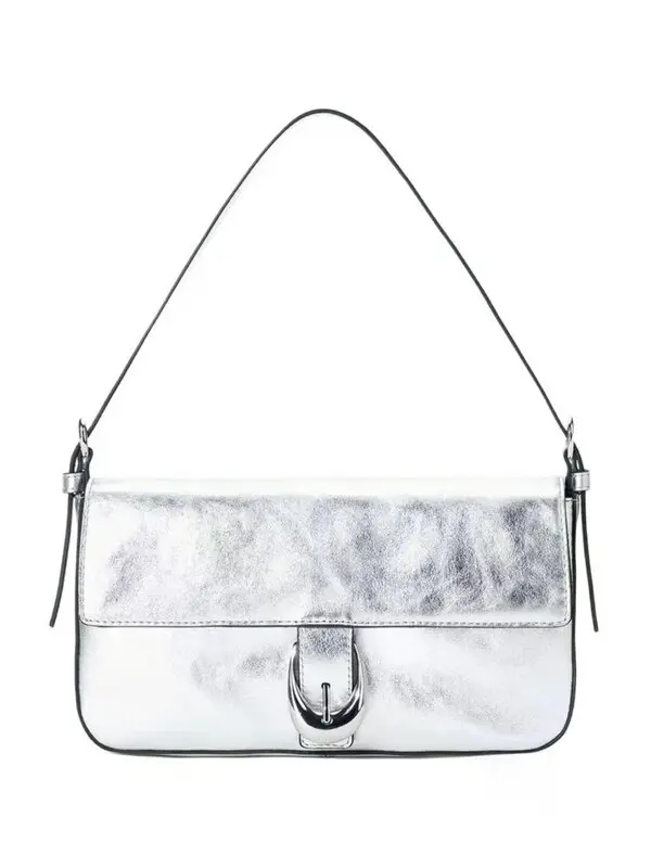 Staud Harlow Leather Shoulder Bag - Silver