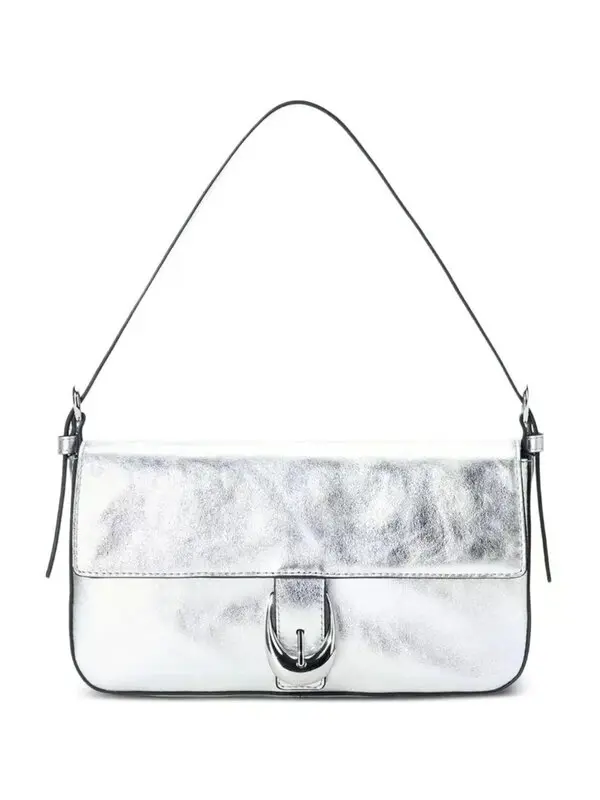 Staud Harlow Leather Shoulder Bag - Silver