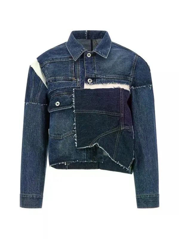 Sacai Patchwork-design Denim Jacket - Blue