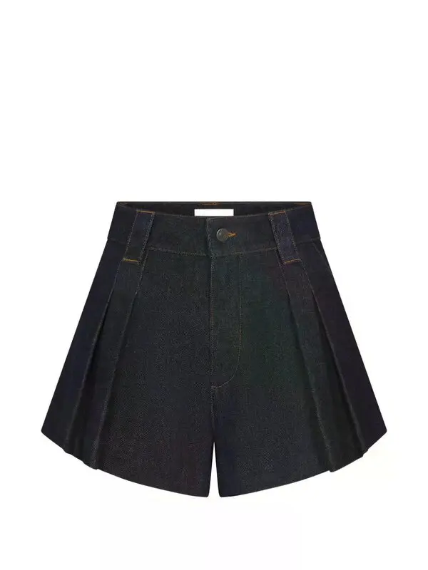 FRAME Pleated Denim Shorts - Blue