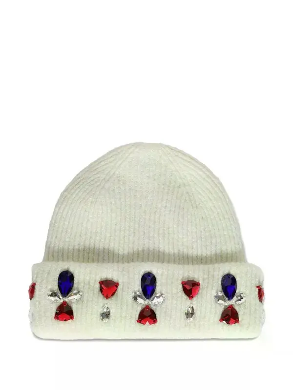 MELROSE HIGH Crown Of Cairo Alexandria Jewel-embellished Beanie - White