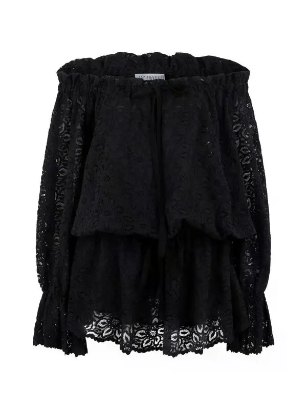 LES FILLES D'EVA Lace-detail Cotton Blouse - Black