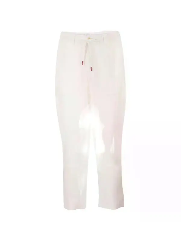 Kiton Drawstring Linen Trousers - White