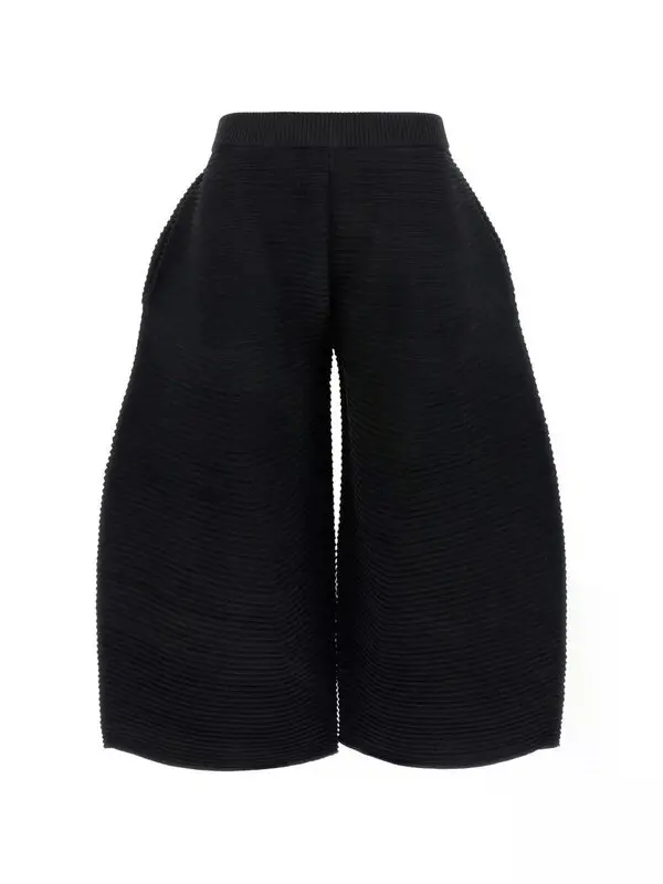 Issey Miyake Corrugated Knit Cropped Trousers - Black