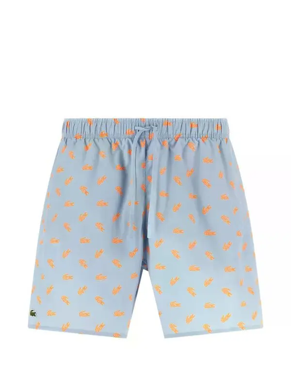 Lacoste Crocodile-print Swim Shorts - Blue