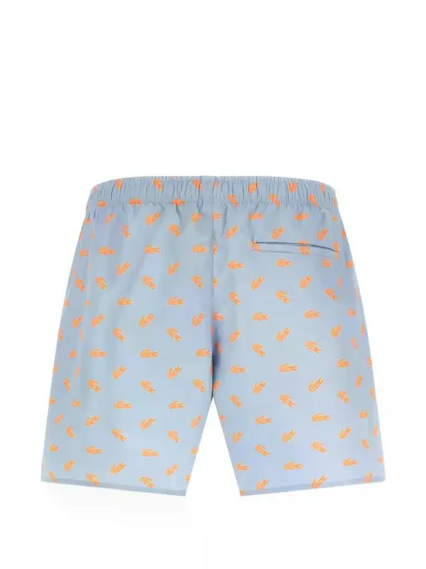 Lacoste Crocodile-print Swim Shorts - Blue