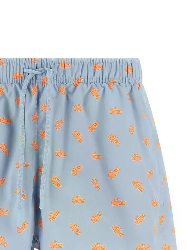 Lacoste Crocodile-print Swim Shorts - Blue