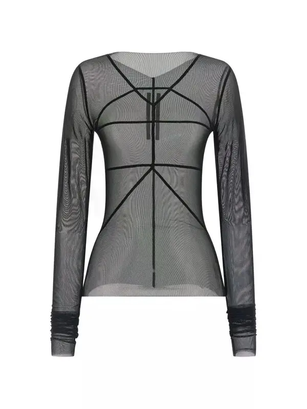 Rick Owens Geometric-stitching Asymmetric-neck Sweater - Black