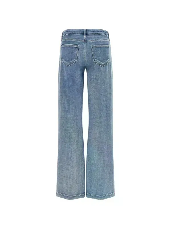 L'Agence Joanne Wide Leg Jeans With Contrast Stitching - Blue