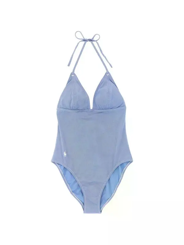 Polo Ralph Lauren Halterneck Embroidery Swimsuit - Blue