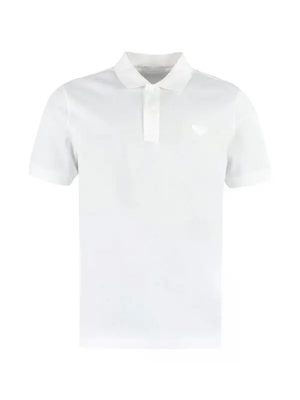 Prada Logo-patch Cotton Polo Shirt - White