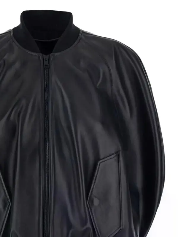 Balenciaga Leather Bomber Jacket In Black - 16% Off | Editorialist