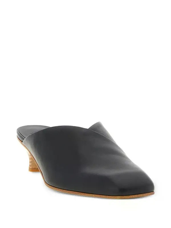 Vicini Square-toe Mules - Black
