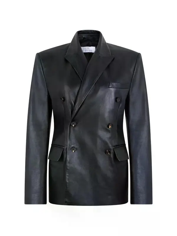 Giuseppe Di Morabito Double-breasted Leather Blazer - Black