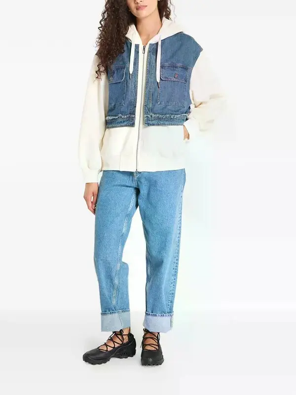 Desigual Denim Panel Drawstring Hoodie