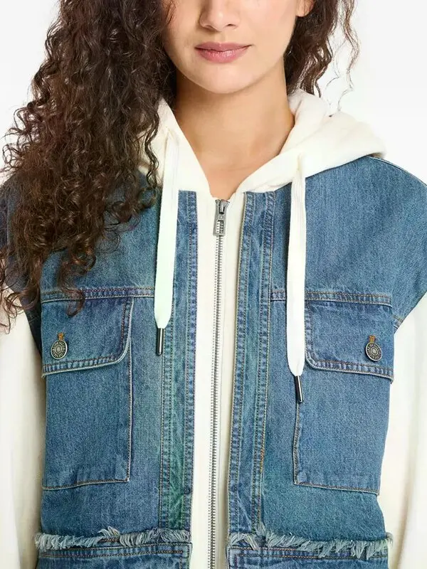 Desigual Denim Panel Drawstring Hoodie