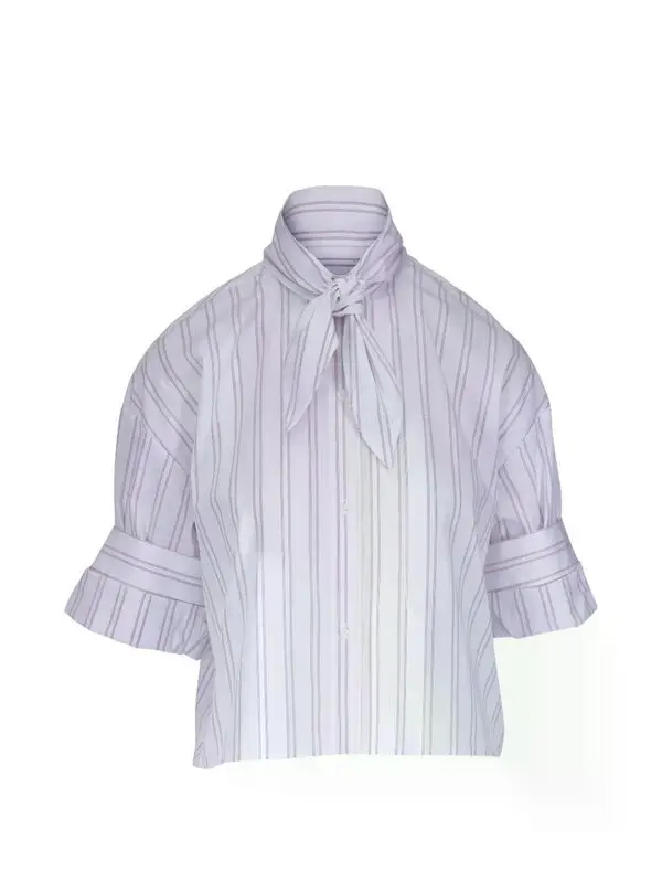 TWP Striped Tie Blouse - White