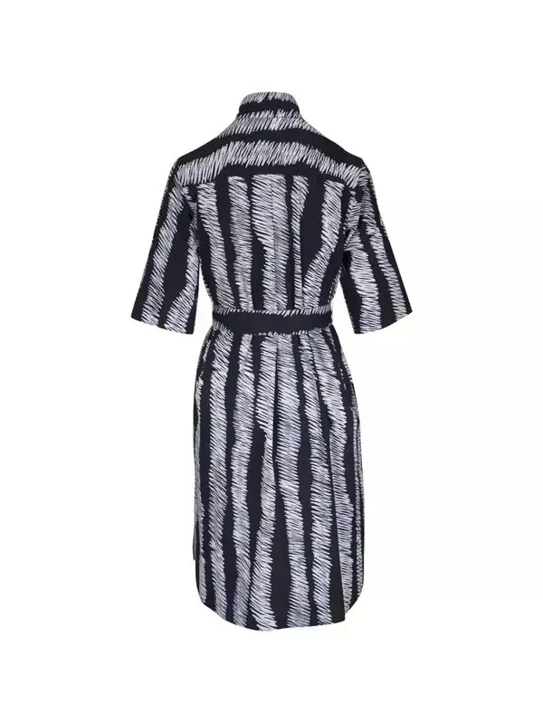 Akris Belted Printed Midi Dress - Black
