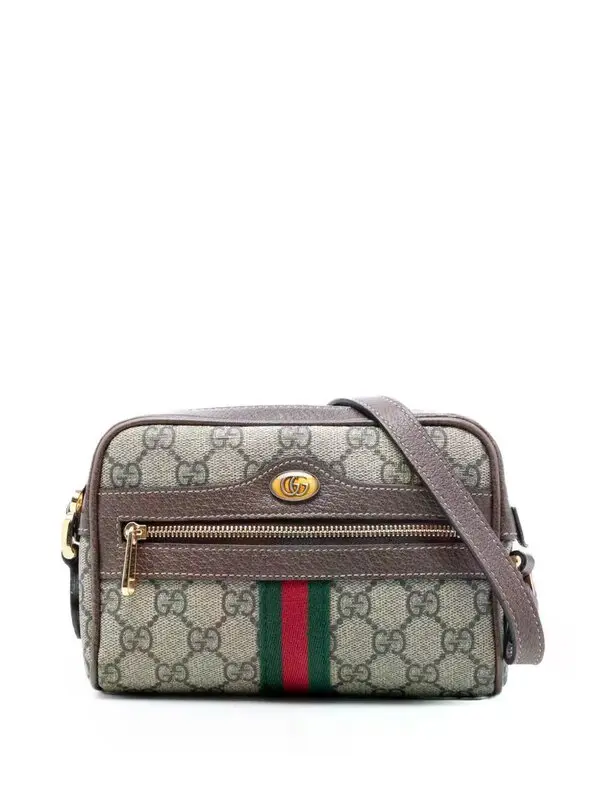 Gucci 2016-2025 Mini Gg Supreme Web Ophidia Crossbody Bag - Neutrals