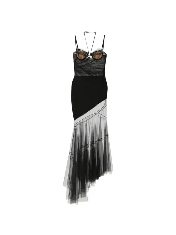 NENSI DOJAKA Asymmetric Draped Bra Dress - Black