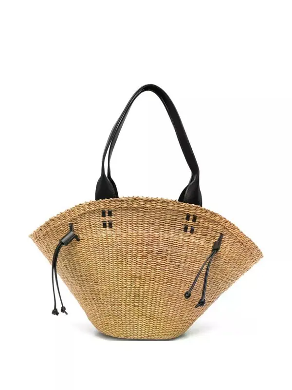 Liviana Conti Woven Drawstring Tote Bag - Neutrals