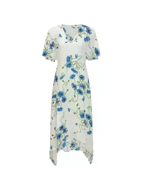 Stella McCartney Floral-print V-neck Midi Dress - White
