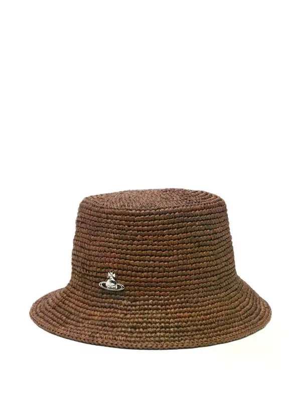 VIVIENNE WESTWOOD Orb Raffia Bucket Hat - Brown