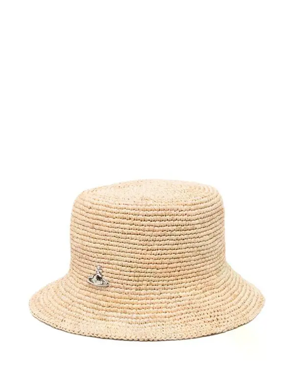 VIVIENNE WESTWOOD Orb Raffia Bucket Hat - Neutrals